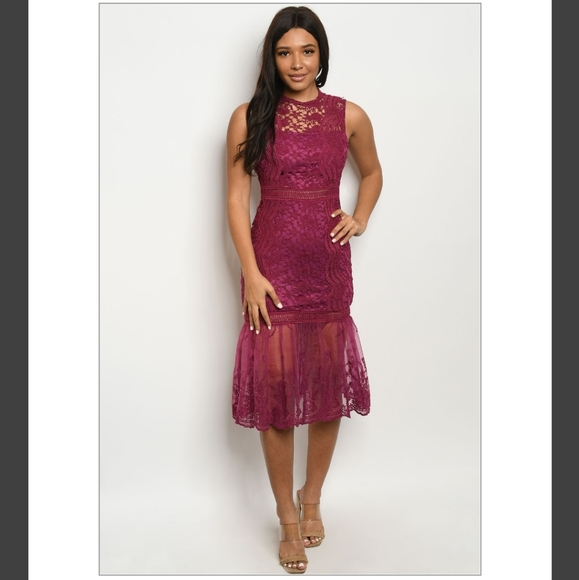 Dresses | Nwt Plum Lace Tulle Dress Size Sml Formal | Poshmark